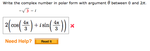 Solved write the complex number in polar form with argument | Chegg.com