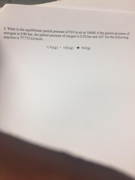 Solved What is the equilibrium partial pressure of NO in air | Chegg.com