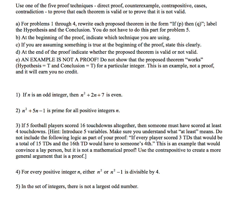 Solved Use one of the five proof techniques - direct proof, | Chegg.com