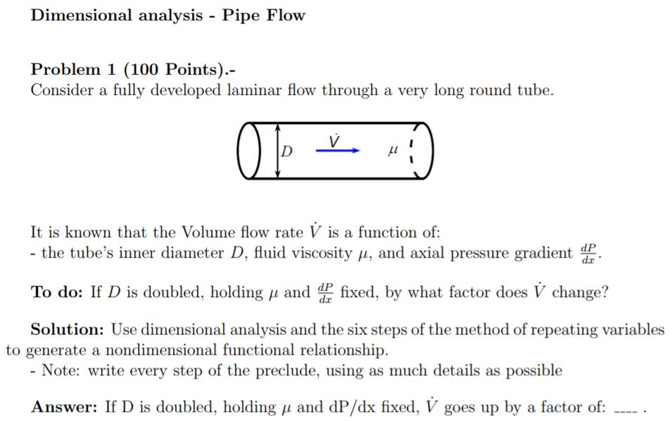 Solved Dimensional Analysis Pipe Flow 1 100 Points Chegg Solved Dimensional Analysis Pipe Flow 1 100 Points Chegg