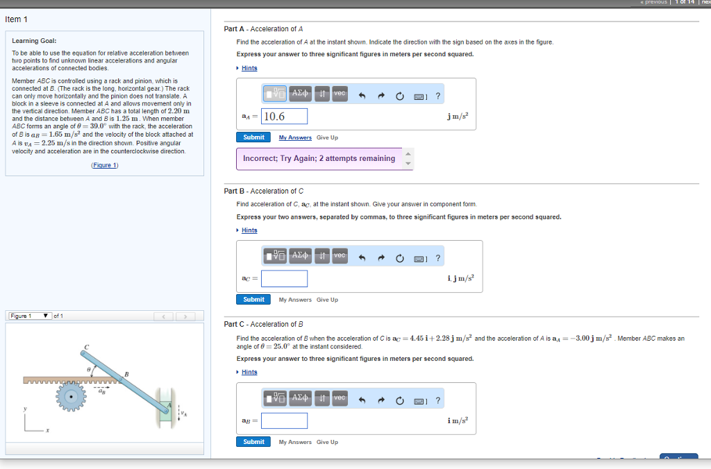 Solved tem 1 Part A Acceleration of A Learning Goal: Find | Chegg.com