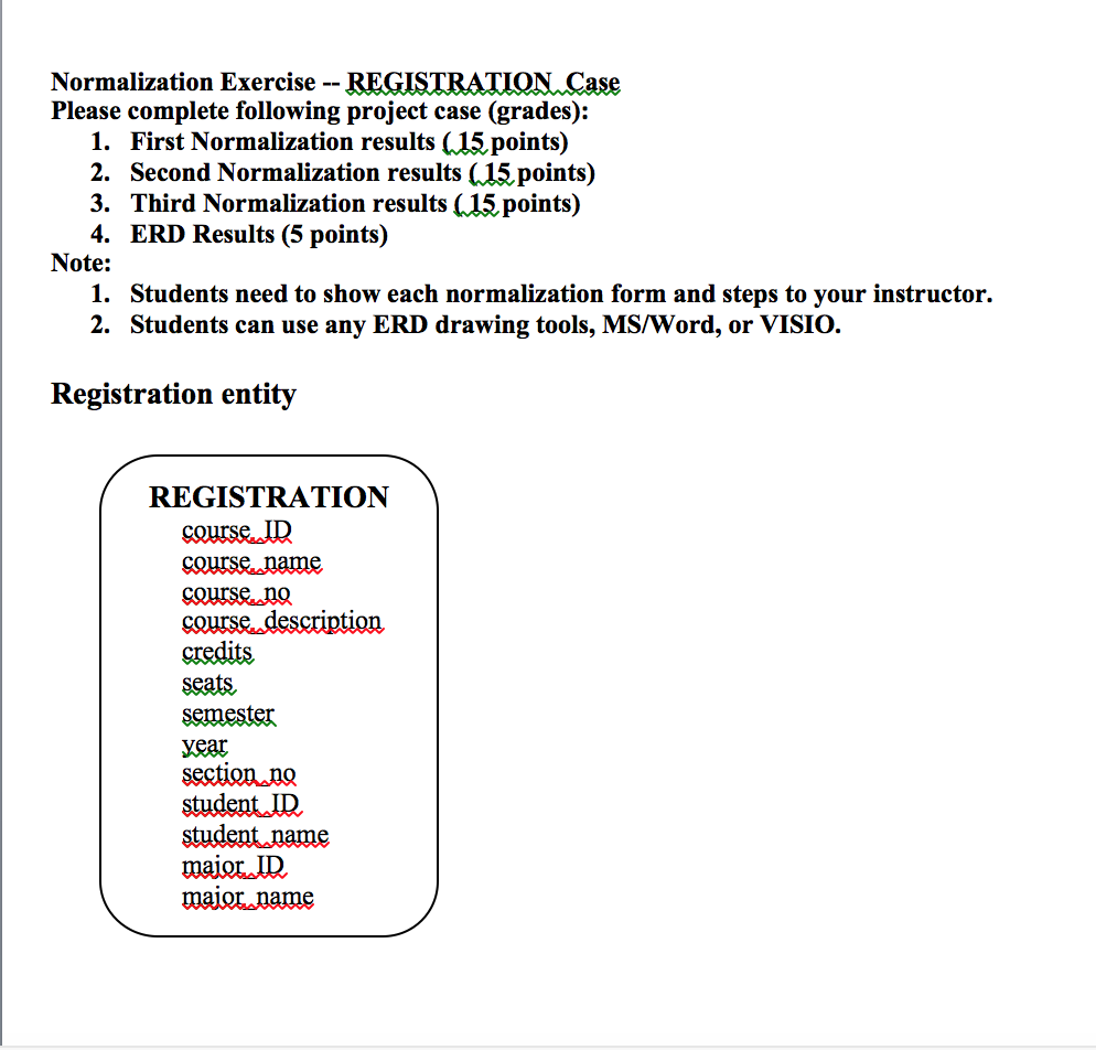 Solved Normalization Exercise REGISTRATION Case Please | Chegg.com