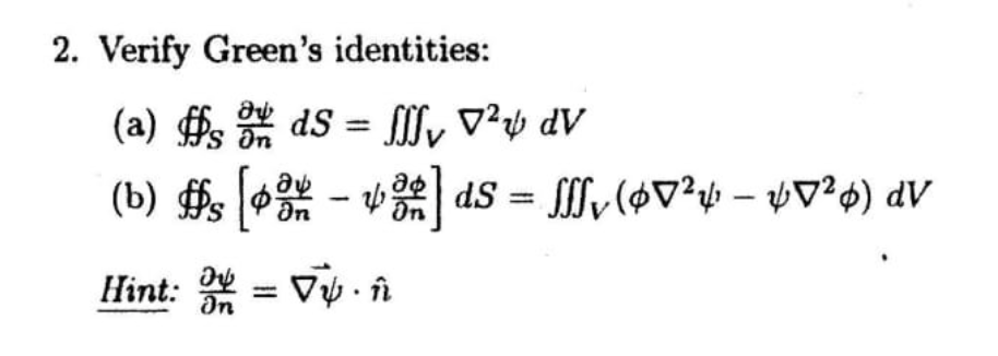 Solved 2. Verify Green's identities: T1 . on | Chegg.com