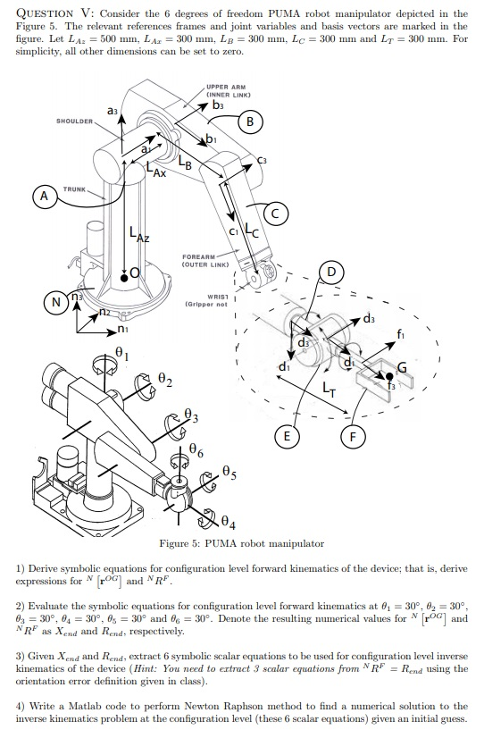 QUESTION V: Consider the 6 degrees of freedom PUMA | Chegg.com