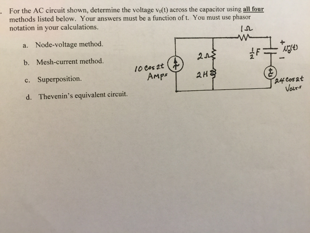 Solved For the AC circuit shown, determine the voltage | Chegg.com