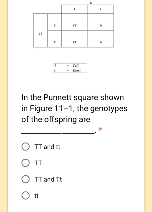 Solved TT TT a Tall Short In the Punnett square shown in | Chegg.com