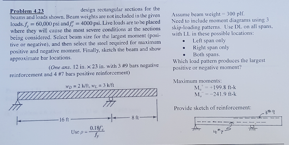 Solved Design rectangular sections for the beams and loads | Chegg.com