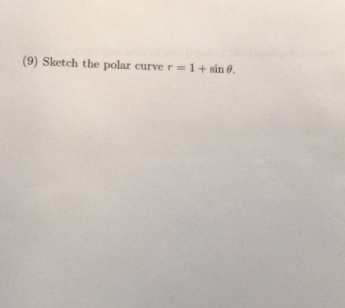 Solved (9) Sketch the polar curve r = 1 + sin θ. | Chegg.com