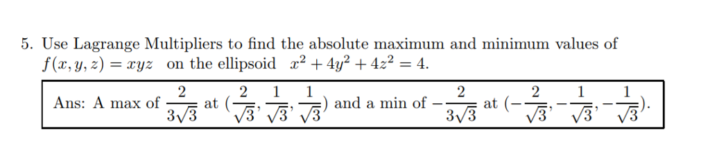 Solved 5 Use Lagrange Multipliers To Find The Absolute 