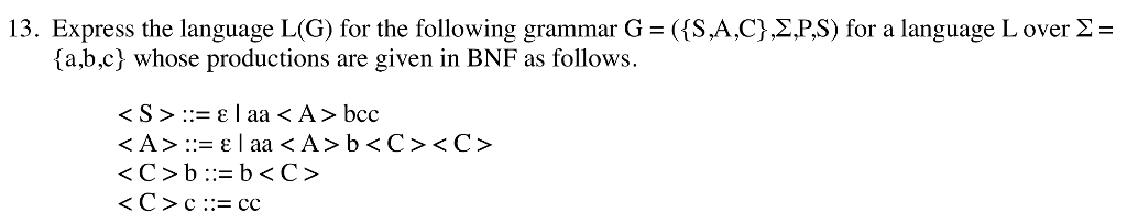 Solved 13. Express the language L(G) for the following | Chegg.com