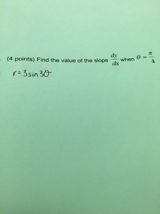 Solved Find the value of the slope dy/dx when theta = pi/4 | Chegg.com