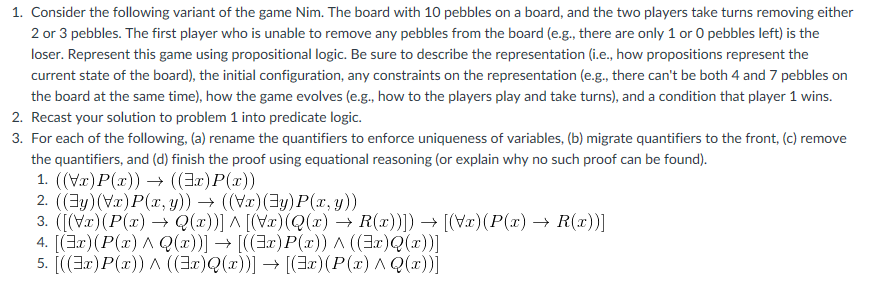 Solved Consider the following variant of the game Nim. The | Chegg.com