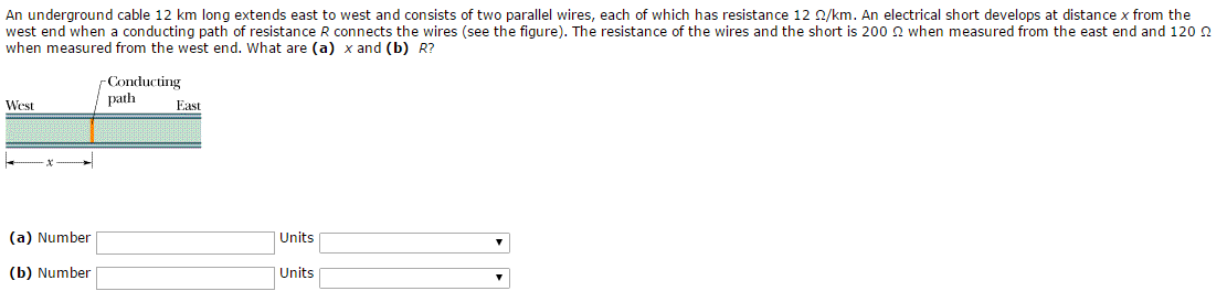 Solved An underground cable 12 km long extends east to west | Chegg.com