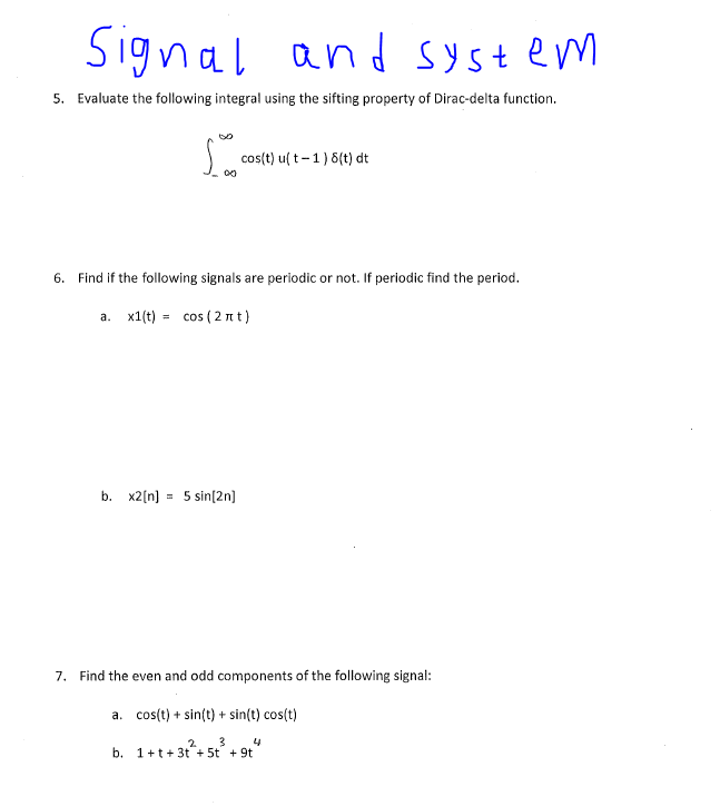 Solved Evaluate the following integral using the sifting | Chegg.com
