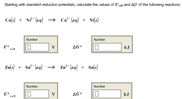Solved Starting with standard reduction potentials, | Chegg.com