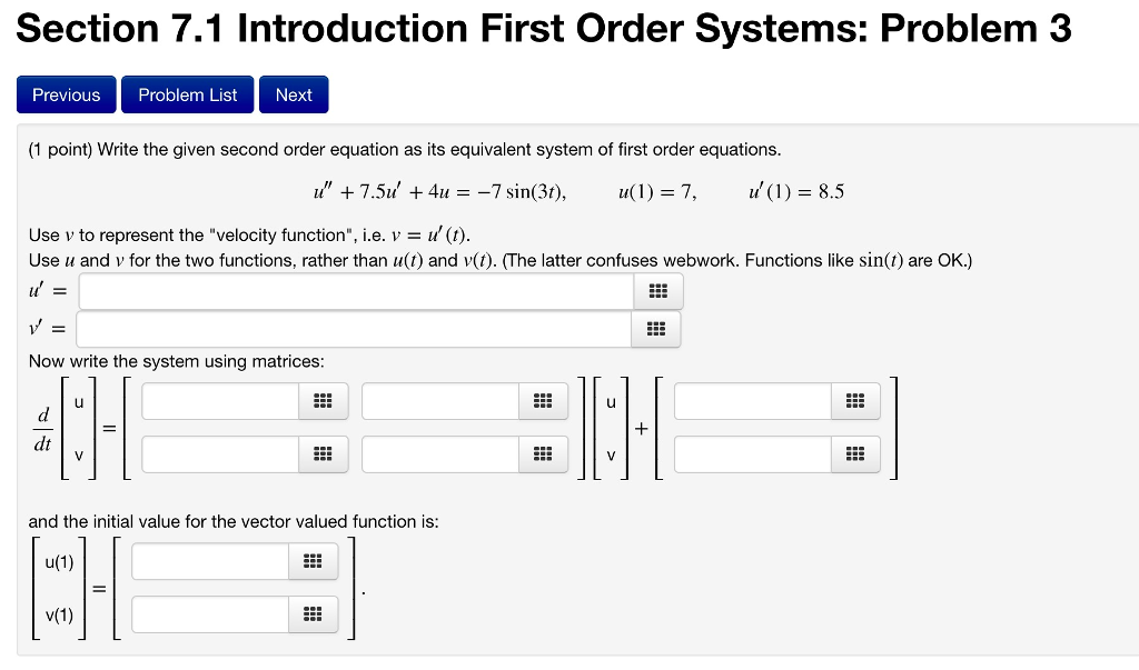 Solved Write the given second order equation as its | Chegg.com
