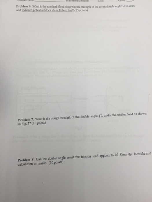 What is the nominal block shear failure strength of | Chegg.com