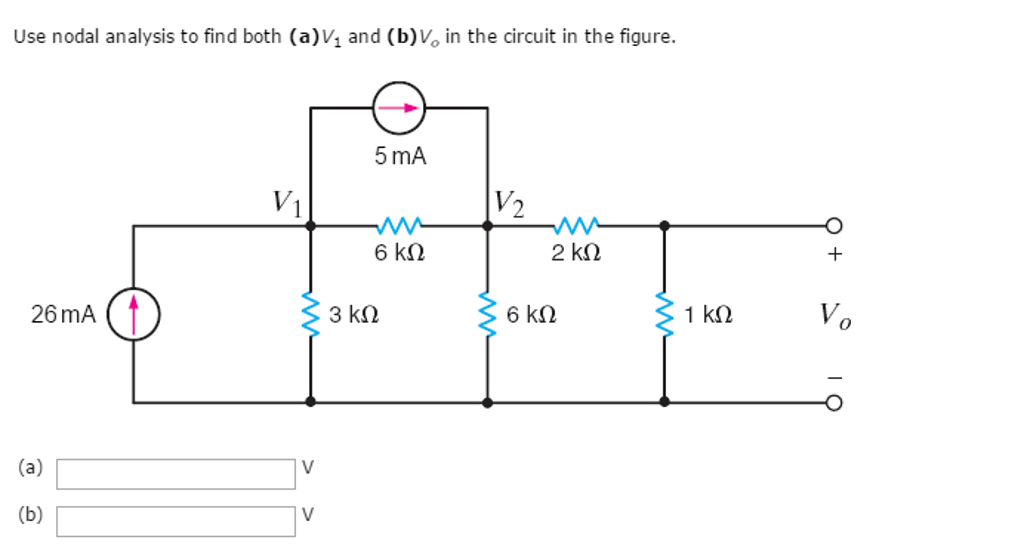 Solved Use nodal analysis to find both (a) V_1 and (b)V_o in | Chegg.com