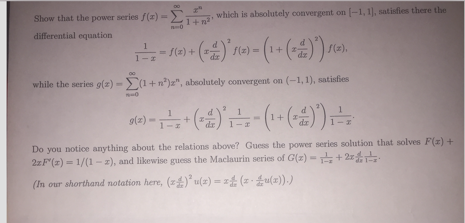 Solved Show that the power series differential equation f(x) | Chegg.com