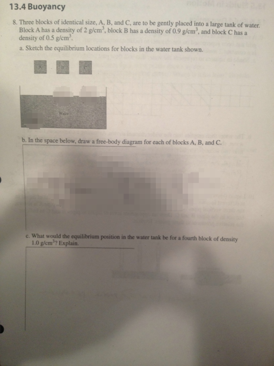 Solved: Buoyancy Three Blocks Of Identical Size, A. B, And... | Chegg.com