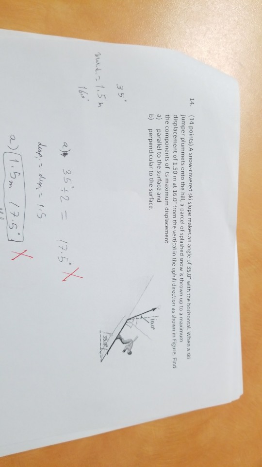 Solved (14 points) A snow-covered ski slope makes an angle | Chegg.com