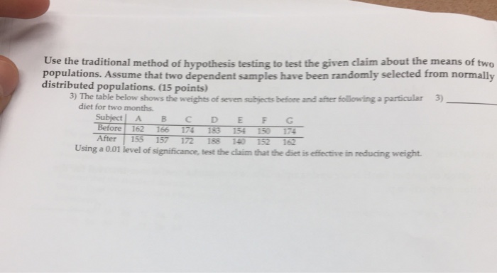 Solved Use the traditional method of hypothesis testing to | Chegg.com
