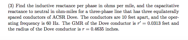 Solved (3) Find the inductive reactance per phase in ohms | Chegg.com