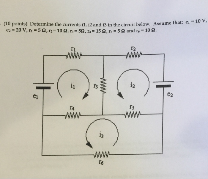 Solved Determine the currents i1, i2 and i3 in the circuit | Chegg.com