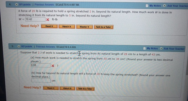 Solved 4. O on points 1 Previous Answers scalcET8 64.007.MI. | Chegg.com