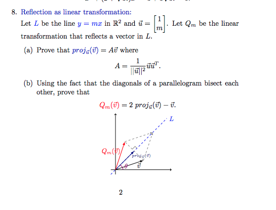 Solved 8. Reflection as linear transformation: Let L be the | Chegg.com