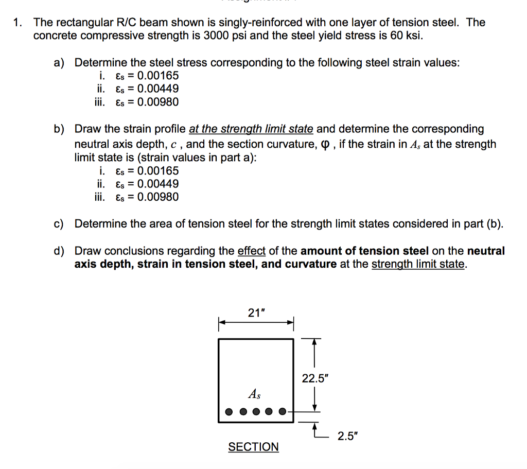 Solved The rectangular R/C beam shown is singly-reinforced | Chegg.com