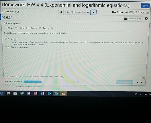 Solved Homework: HW 4.4 (Exponential and logarithmic | Chegg.com