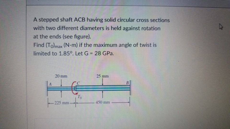 Solved A stepped shaft ACB having solid circular cross | Chegg.com
