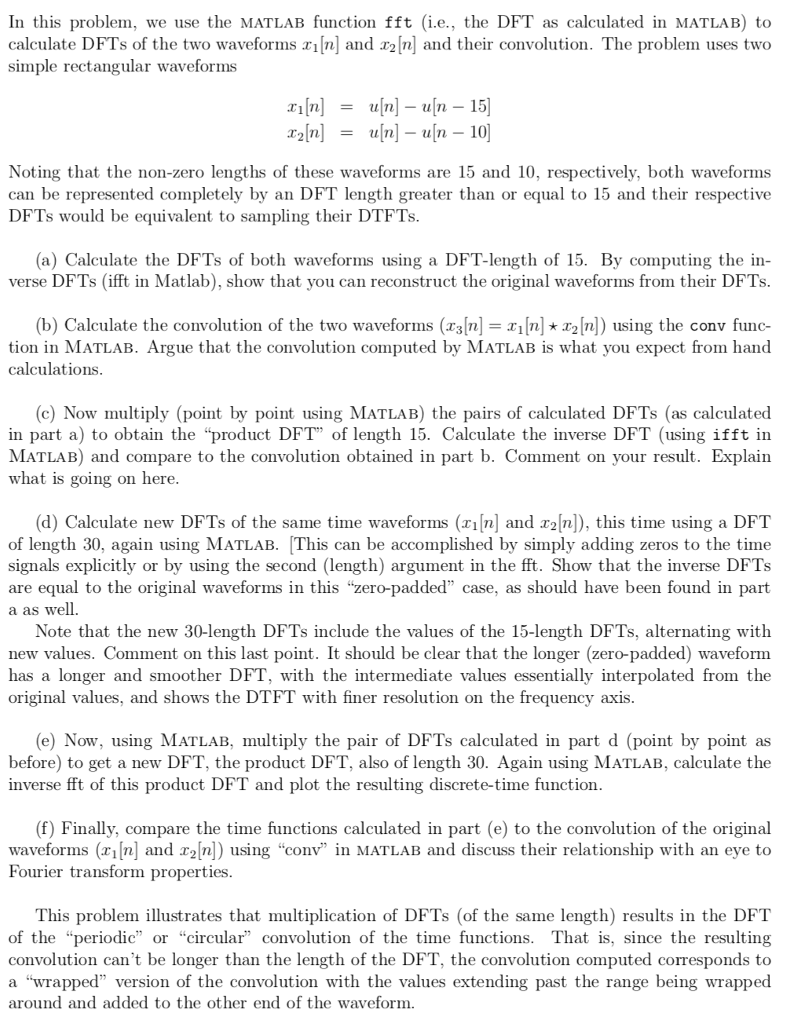 Solved In this problem, we use the MATLAB function fft | Chegg.com