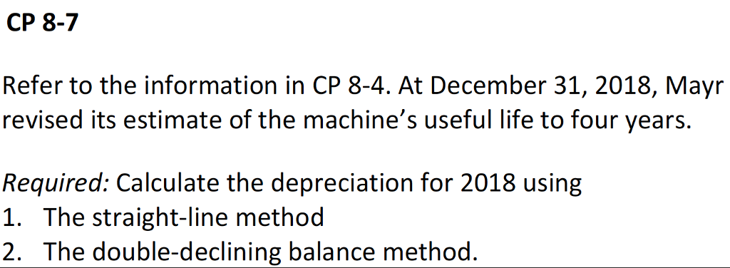 Solved Please help with CP 8-8. CP 8-4 and 8-7 are for | Chegg.com