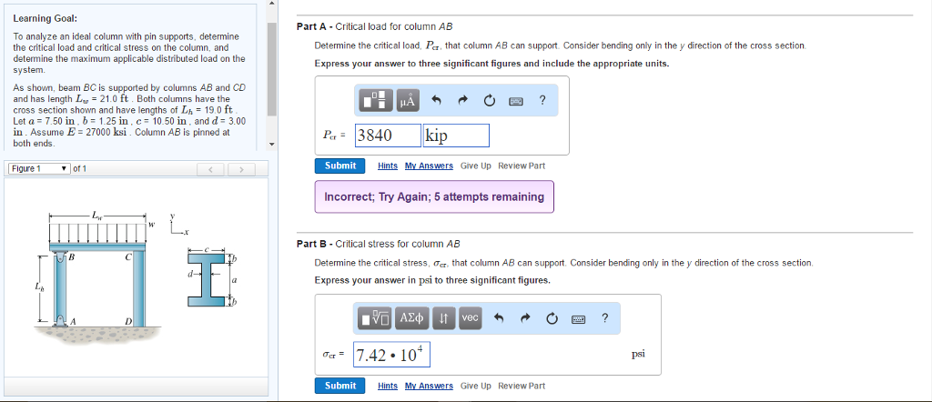 Solved Learning Goal: To analyze an ideal column with pin | Chegg.com