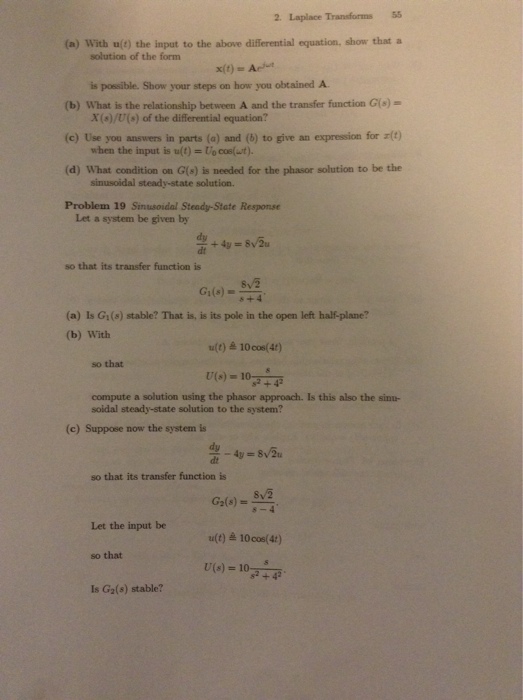 Solved Sinusoidal Steady-State Response Let a system be | Chegg.com