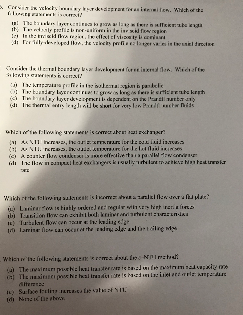 Solved Consider the velocity boundary layer development for | Chegg.com