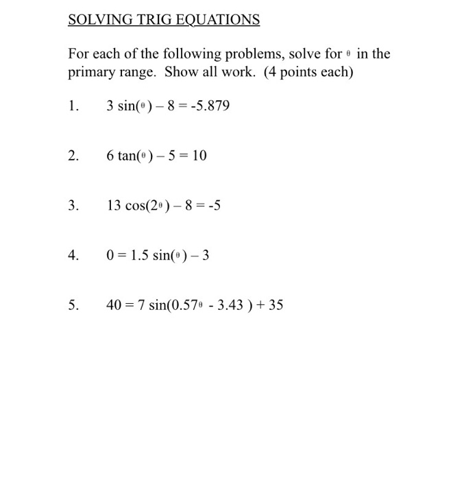 Solved For each of the following problems, solve for theta | Chegg.com
