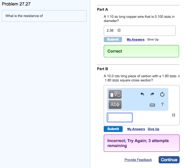 Solved Problem 27.27 Part A What is the resistance of A 1.10 | Chegg.com