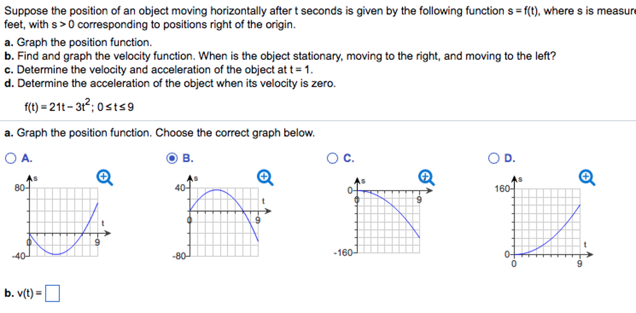 Solved Suppose The Position Of An Object Moving Horizontally