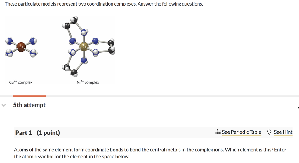 Solved These particulate models represent two coordination | Chegg.com