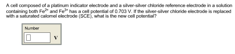 Solved A Cell Composed Of A Platinum Indicator Electrode And