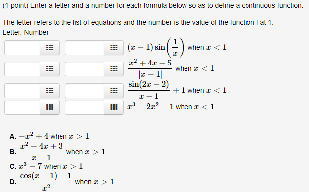 Solved Enter a letter and a number for each formula below so | Chegg.com