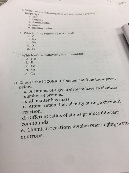 Solved Which of the following does not represent a physical | Chegg.com
