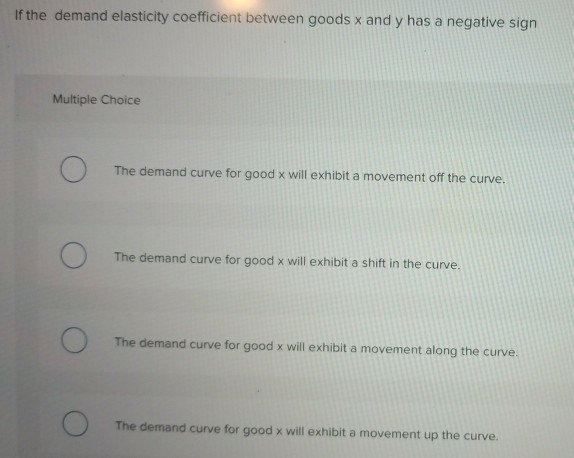 Solved If the demand elasticity coefficient between goods x | Chegg.com