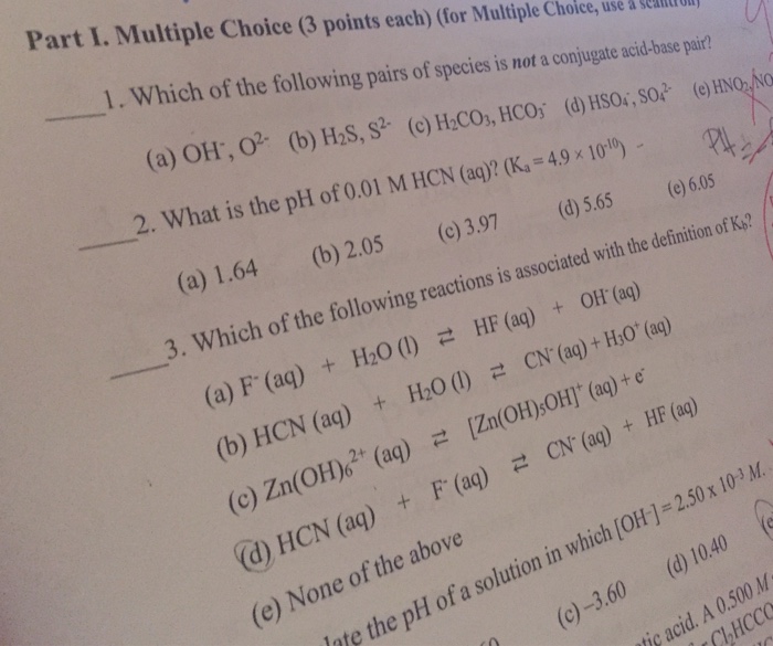 Solved Part I. Multiple Choice (3 points each) (for Multiple | Chegg.com