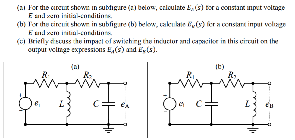 Solved (a) For the circuit shown in subfigure (a) below, | Chegg.com