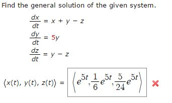 Solved Find the general solution of the given system. dx/dt | Chegg.com