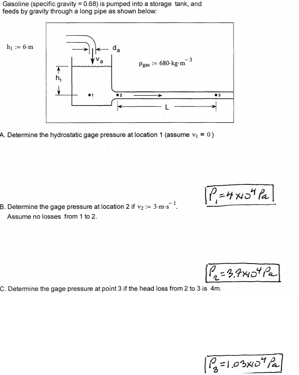 Solved Gasoline (specific gravity 0.68) is pumped into a | Chegg.com